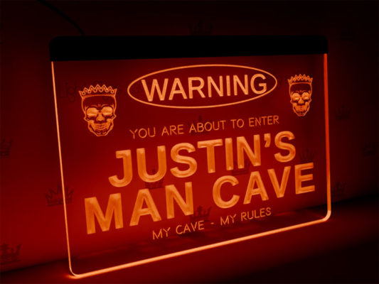 Warning man cave sign | Personalized – Light Signs Cave