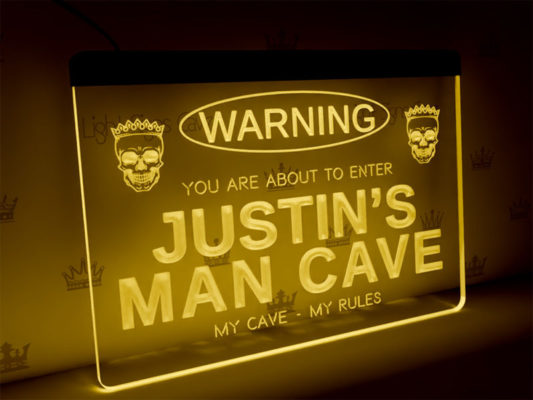 Warning man cave sign | Personalized | Light Signs Cave