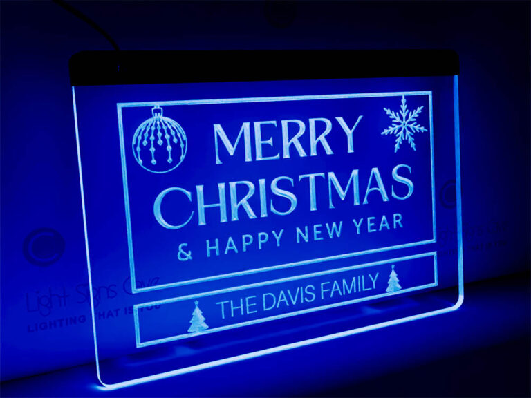 Custom family name christmas sign | Light Signs Cave