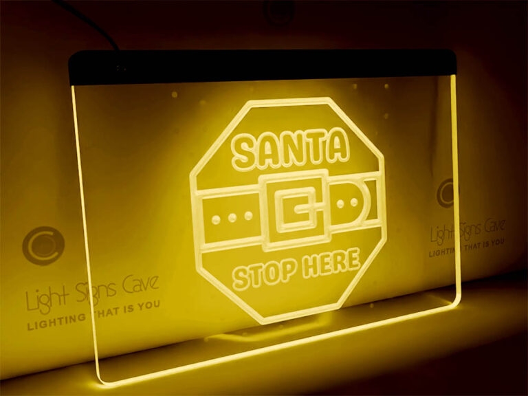 Santa please stop here light sign | Light Signs Cave