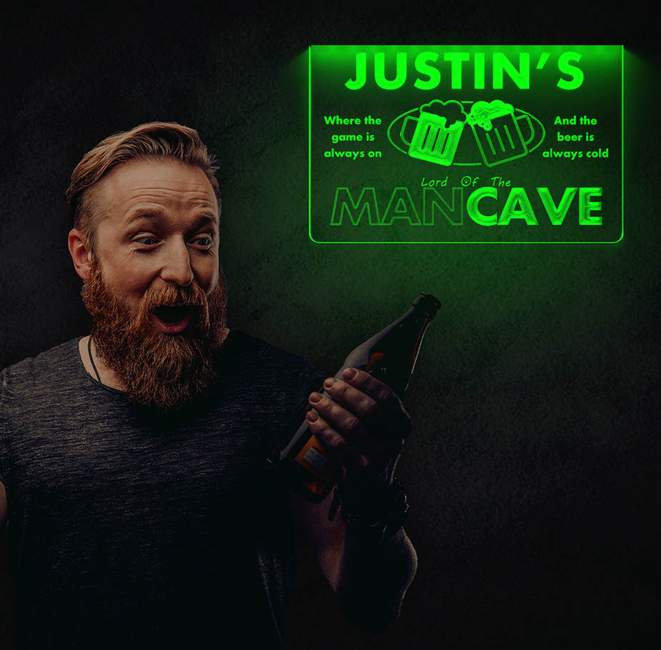 Beer cave sign, personalized and with LED lights