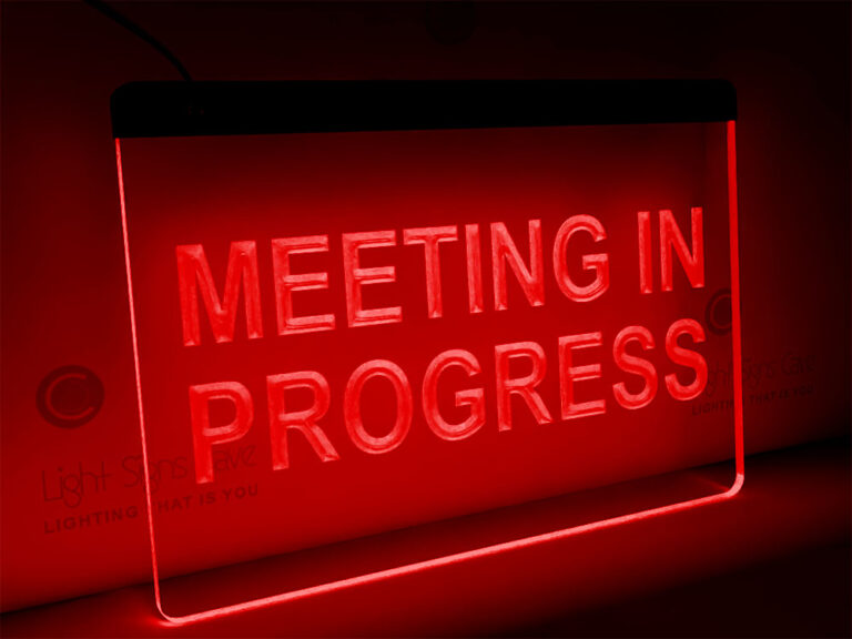 Meeting in progress office sign | Light Signs Cave